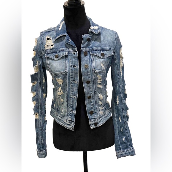 Guess | Jackets & Coats | Guess Light Blue Distressed Jean Jacket ...